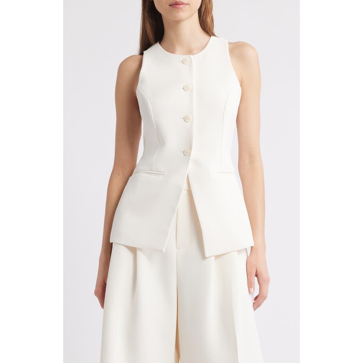 White Sleeveless Vest and Shorts Set for Women – solovedress