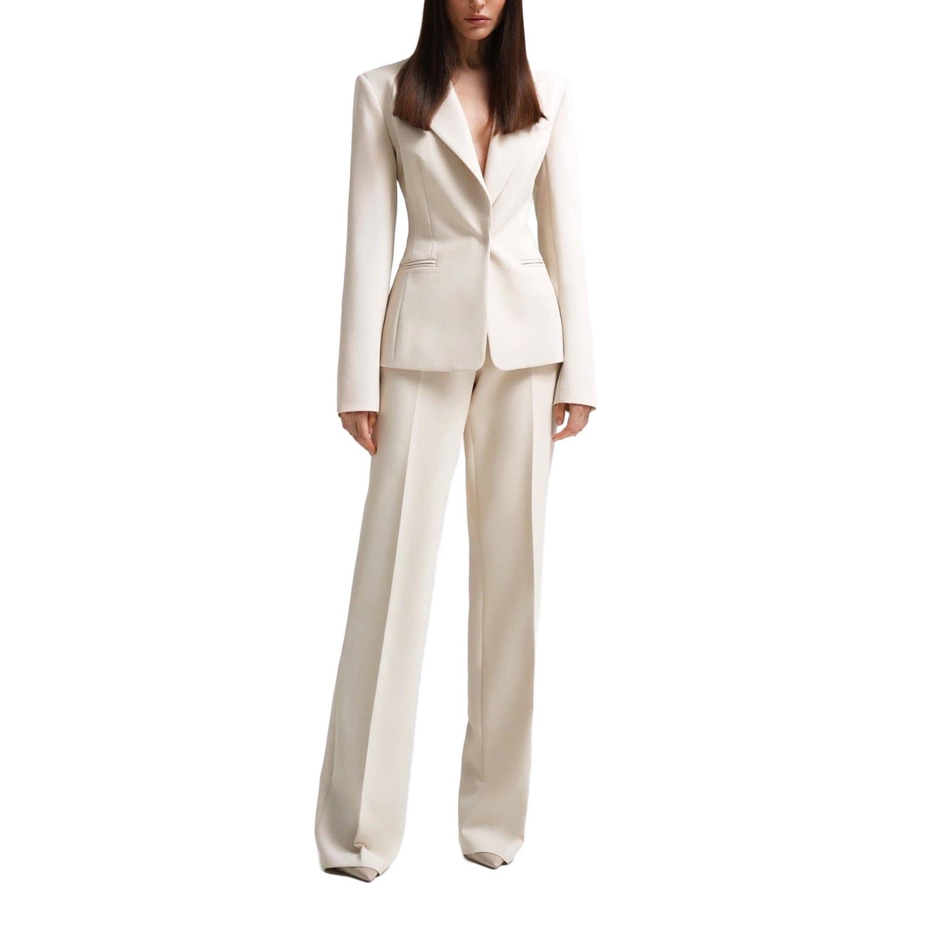 2 Piece Stylish Casual Invisible Buttons Notch Lapel Slim Fit Women's ...