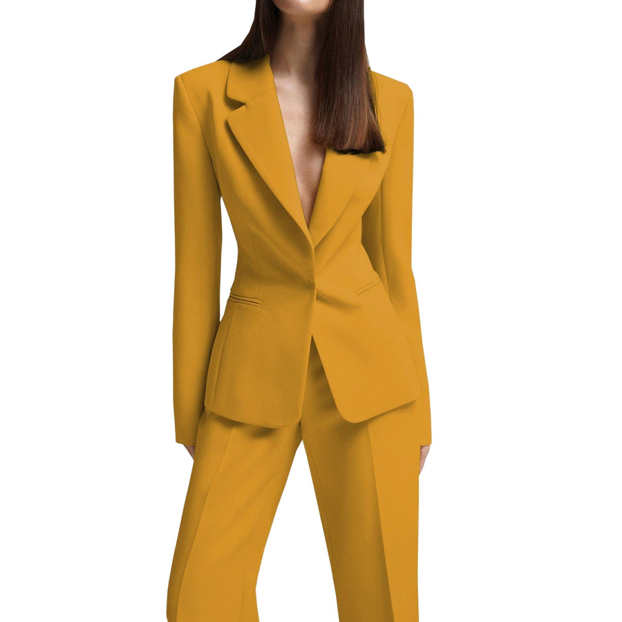 2 Piece Stylish Casual Invisible Buttons Notch Lapel Slim Fit Women's ...